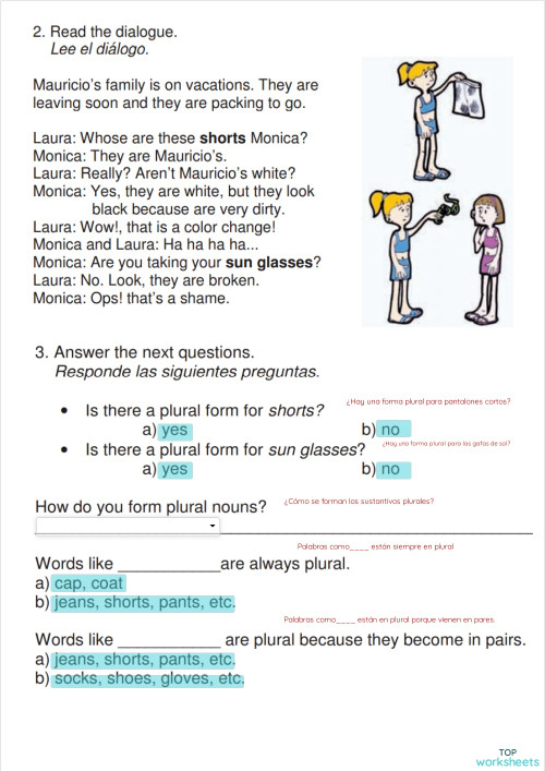 lesson 3. Whose are these shorts?. Ficha interactiva | TopWorksheets
