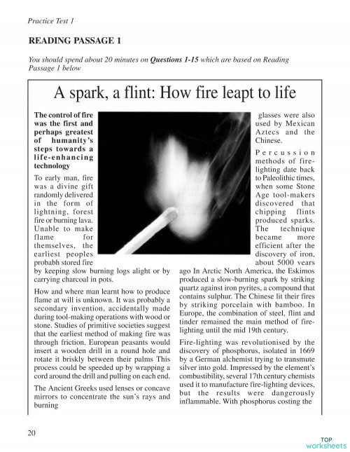 Cambridge 1 Reading Test 1. Interactive worksheet | TopWorksheets