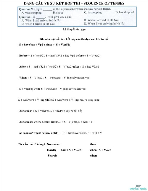 SEQUENCE OF TENSE 1. Interactive worksheet | TopWorksheets