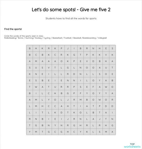 Let's do some spots! - Give me five 2. Interactive worksheet ...