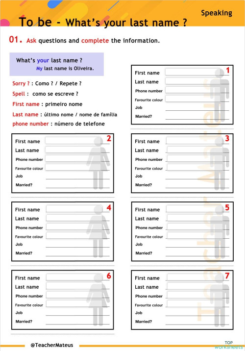 PRESENT SIMPLE - To be - What's your last name ? - Speaking ...