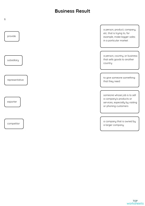 Business Result. Interactive worksheet | TopWorksheets