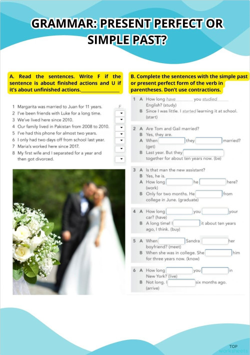 CYCLE XII: PRESENT PERFECT VS SIMPLE PAST. Interactive worksheet | TopWorksheets