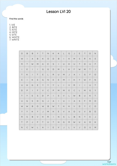 Lesson LVI 20. Interactive worksheet | TopWorksheets
