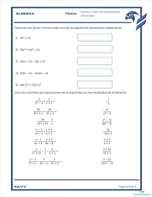 Hojas De Trabajo Para Resolver Expresiones Racionales Plantillas