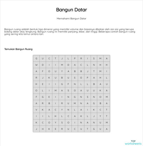 Bangun Datar. Interactive worksheet | TopWorksheets