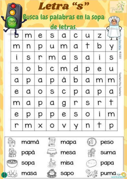 Sopa de letras "s"_Mtra. Faby. Ficha interactiva | TopWorksheets