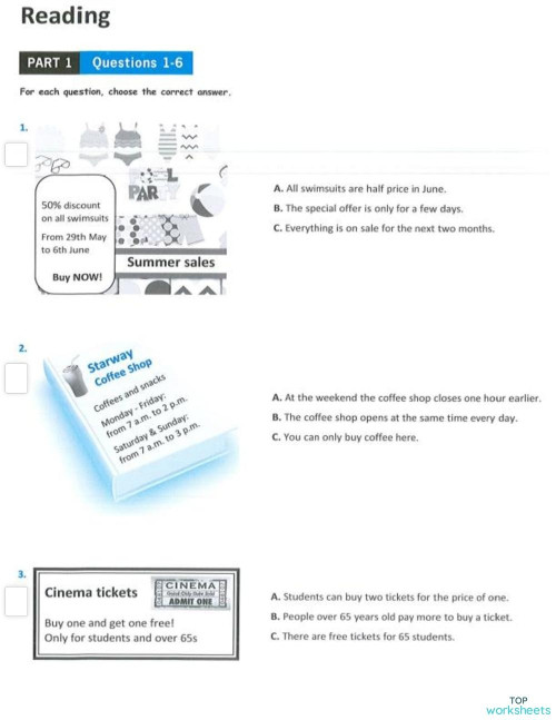 KET READING SUCCEED TEST 5. Interactive worksheet | TopWorksheets
