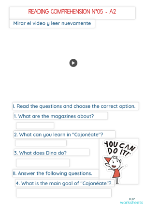 READING COMPREHENSION N°05 - A2. Interactive worksheet | TopWorksheets