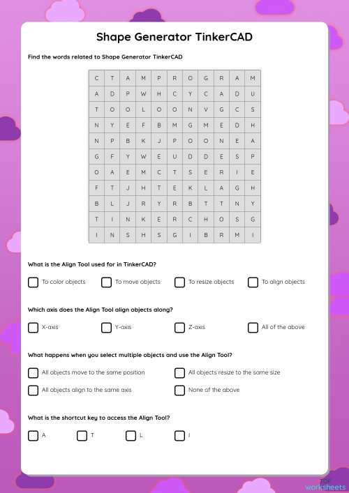 Shape Generator TinkerCAD. Interactive worksheet | TopWorksheets