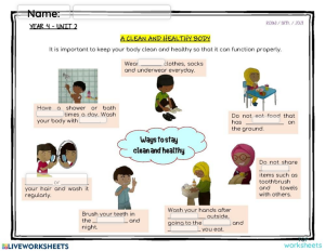 Year 4 - Caring for your body. Interactive worksheet | TopWorksheets