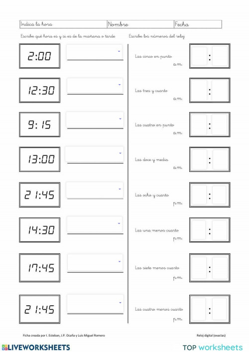 Identifica la hora 3. Ficha interactiva | TopWorksheets