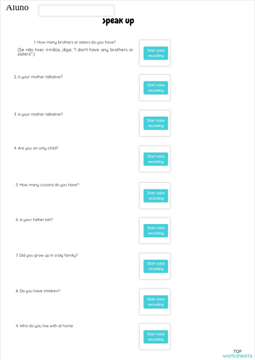 Speak up practice. Interactive worksheet | TopWorksheets