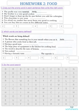 HOMEWORK 2: FOOD. Interactive worksheet | TopWorksheets
