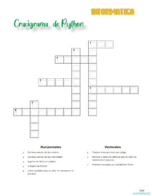 CRUCIGRAMA PYTHON. Ficha interactiva | TopWorksheets