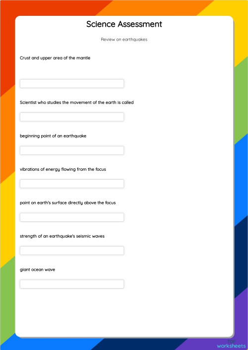 Science Assessment. Interactive worksheet | TopWorksheets