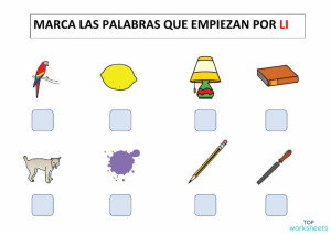 Palabras que empiezan por LI. Ficha interactiva | TopWorksheets