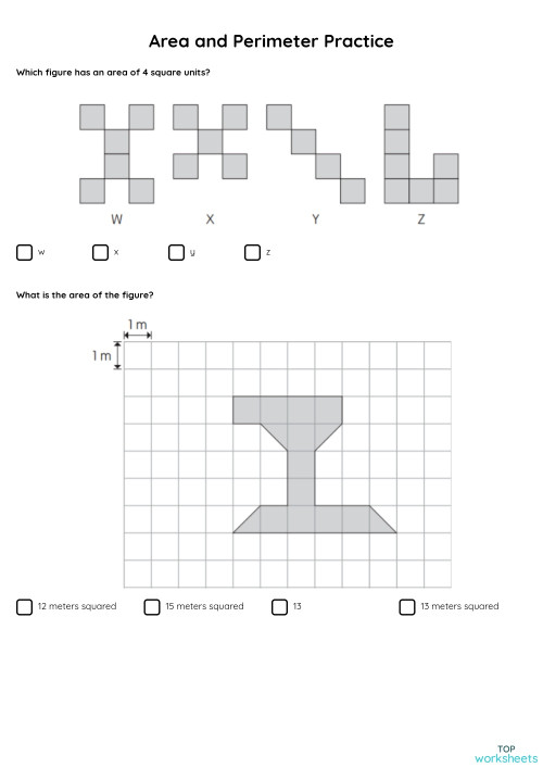 Area and Perimeter Practice. Interactive worksheet | TopWorksheets
