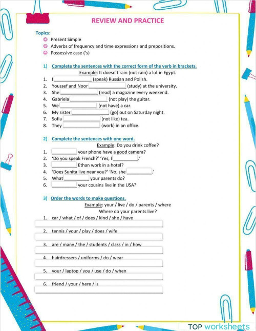 Review and practice. Interactive worksheet | TopWorksheets