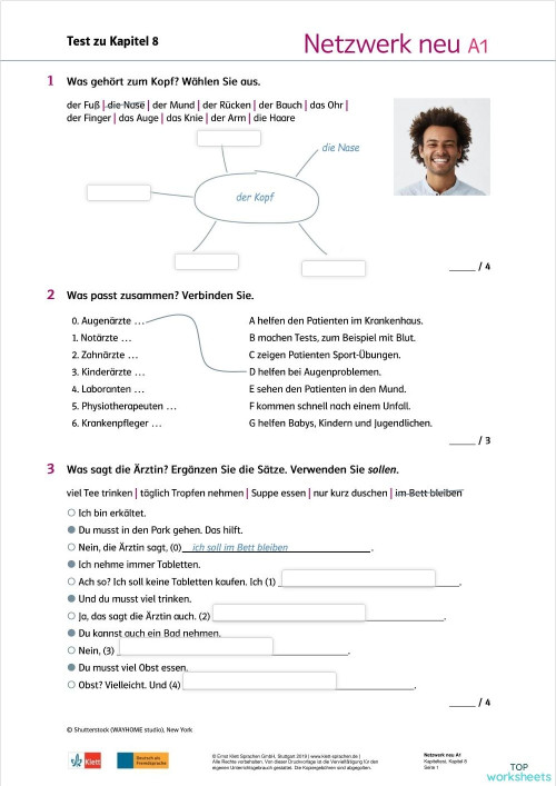 A1-Kapitel 8 Test. Interaktives Arbeitsblatt | TopWorksheets