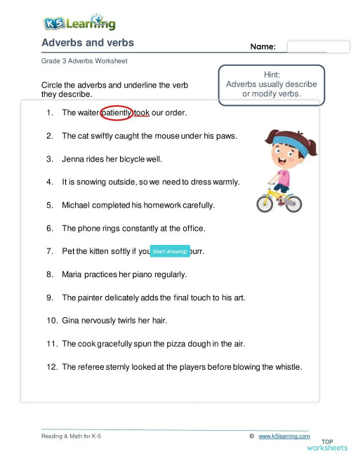 Adverbs and Verbs. Interactive worksheet | TopWorksheets