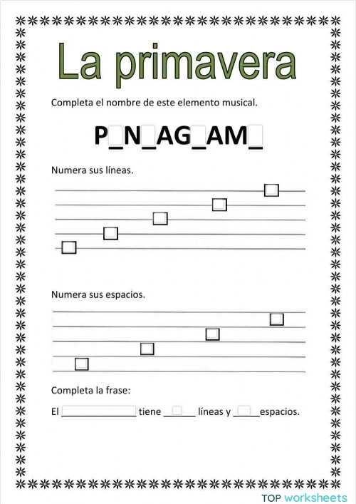El Pentagrama. Ficha interactiva | TopWorksheets