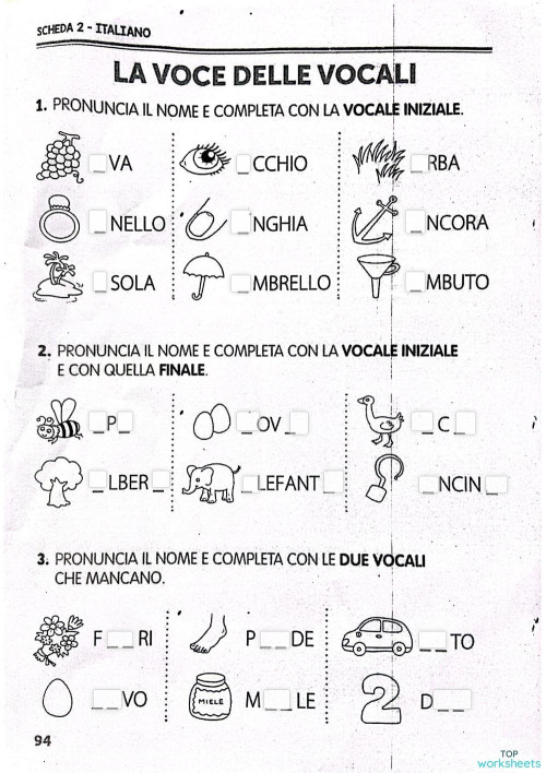 LA VOCE DELLE VOCALI. Scheda interattiva | TopWorksheets