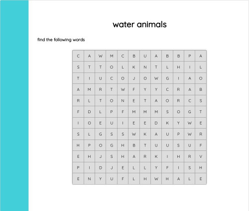 water animals. Interactive worksheet | TopWorksheets