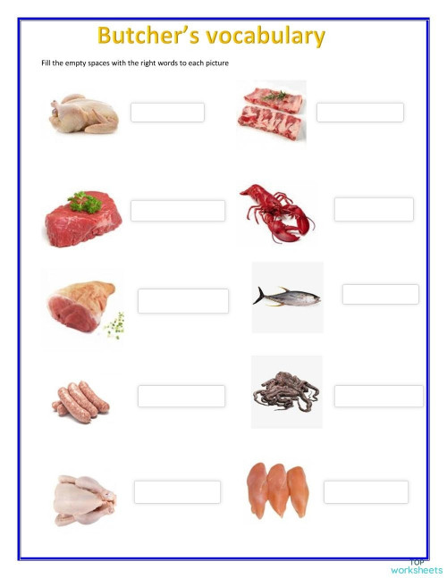 Poultry and Sea Food vocabulary. Interactive worksheet | TopWorksheets