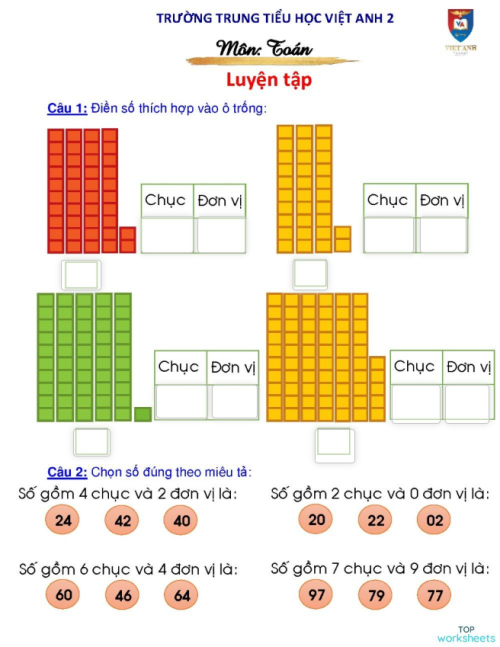 Interactive worksheets and online exercises in vietnamese | TopWorksheets