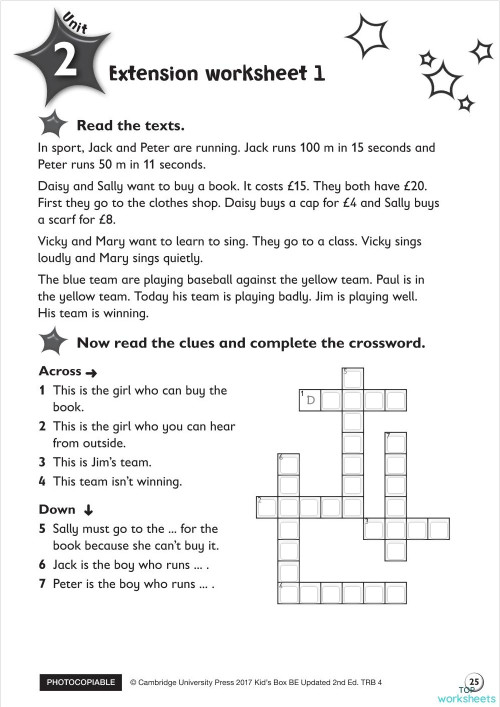KB 4 - Review - Reading - Crossword. Interactive worksheet | TopWorksheets