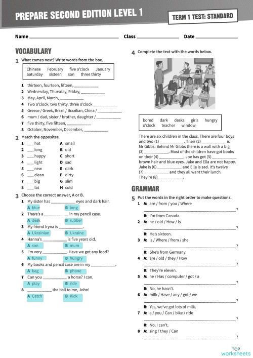 5 form test. Interactive worksheet | TopWorksheets