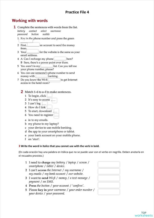 Practice File 4 BE Elementary. Interactive worksheet | TopWorksheets