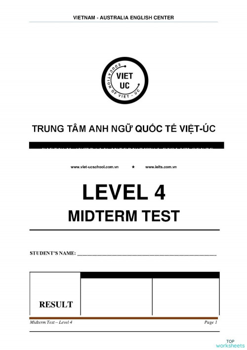 Midterm Level 4 Kid S Box 3 Bﾃ I T蘯ｭp Tﾆｰﾆ Ng Tﾃ C Topworksheets