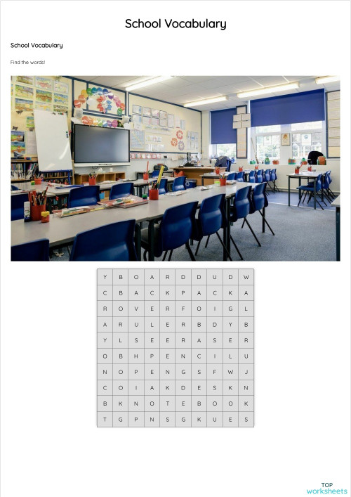School Vocabulary. Interactive worksheet | TopWorksheets