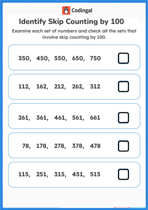 M_G02M02L10_WC01_Skip count by 100s.. Interactive worksheet | TopWorksheets