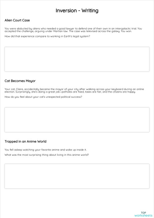 Inversion - Writing. Interactive worksheet | TopWorksheets