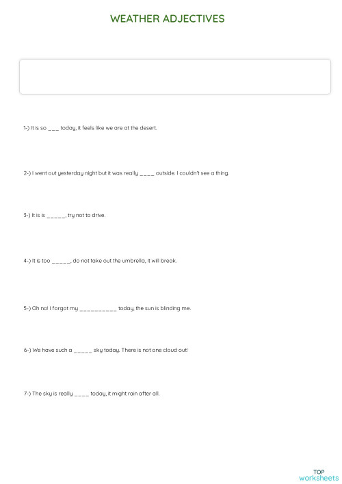 Weather adjectives. Interactive worksheet | TopWorksheets