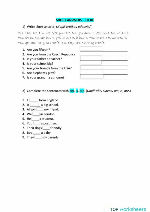To be. Interactive worksheet | TopWorksheets