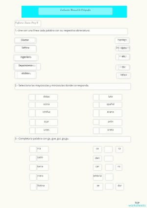 Ortografía 4to. Ficha interactiva | TopWorksheets