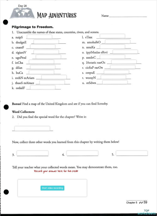 Chapter 5: Map Adventures Pg 59-60. Interactive worksheet | TopWorksheets