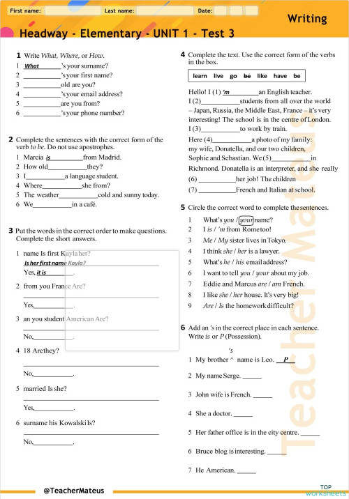 Writing: interactive worksheets and online exercises | TopWorksheets