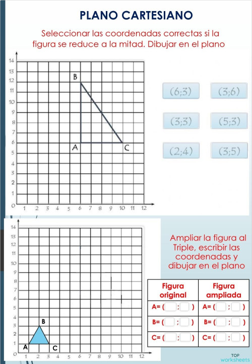 Coordenadas: fichas interactivas y ejercicios online | TopWorksheets