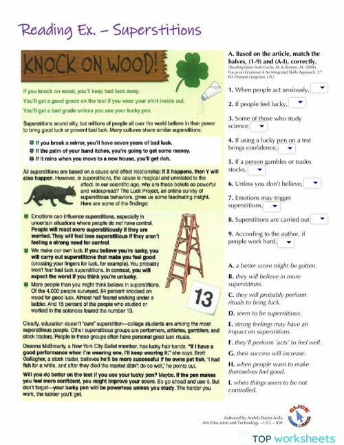 Reading Ex. - First and Second Conditionals. Interactive worksheet ...
