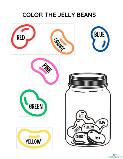 Color Jellybeans. Interactive worksheet | TopWorksheets