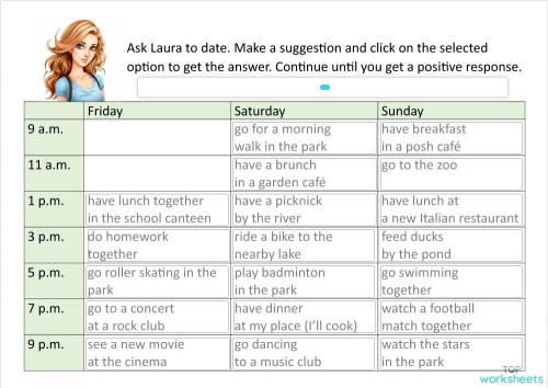 Ask Laura to date. Interactive worksheet | TopWorksheets