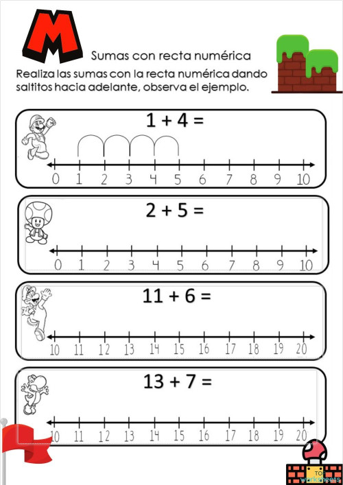 SUMAS CON MARIO _KINDER 3_COLEGIO PETIT. Ficha interactiva | TopWorksheets