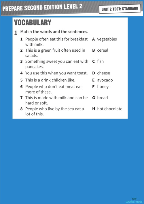 TEST UNIT 2. Interactive worksheet | TopWorksheets
