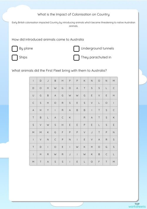 What is the Impact of Colonisation on Country. Interactive worksheet ...