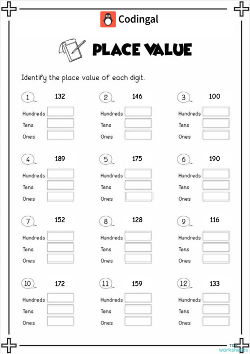 Place Value upto 200 - G2- W5. Interactive worksheet | TopWorksheets